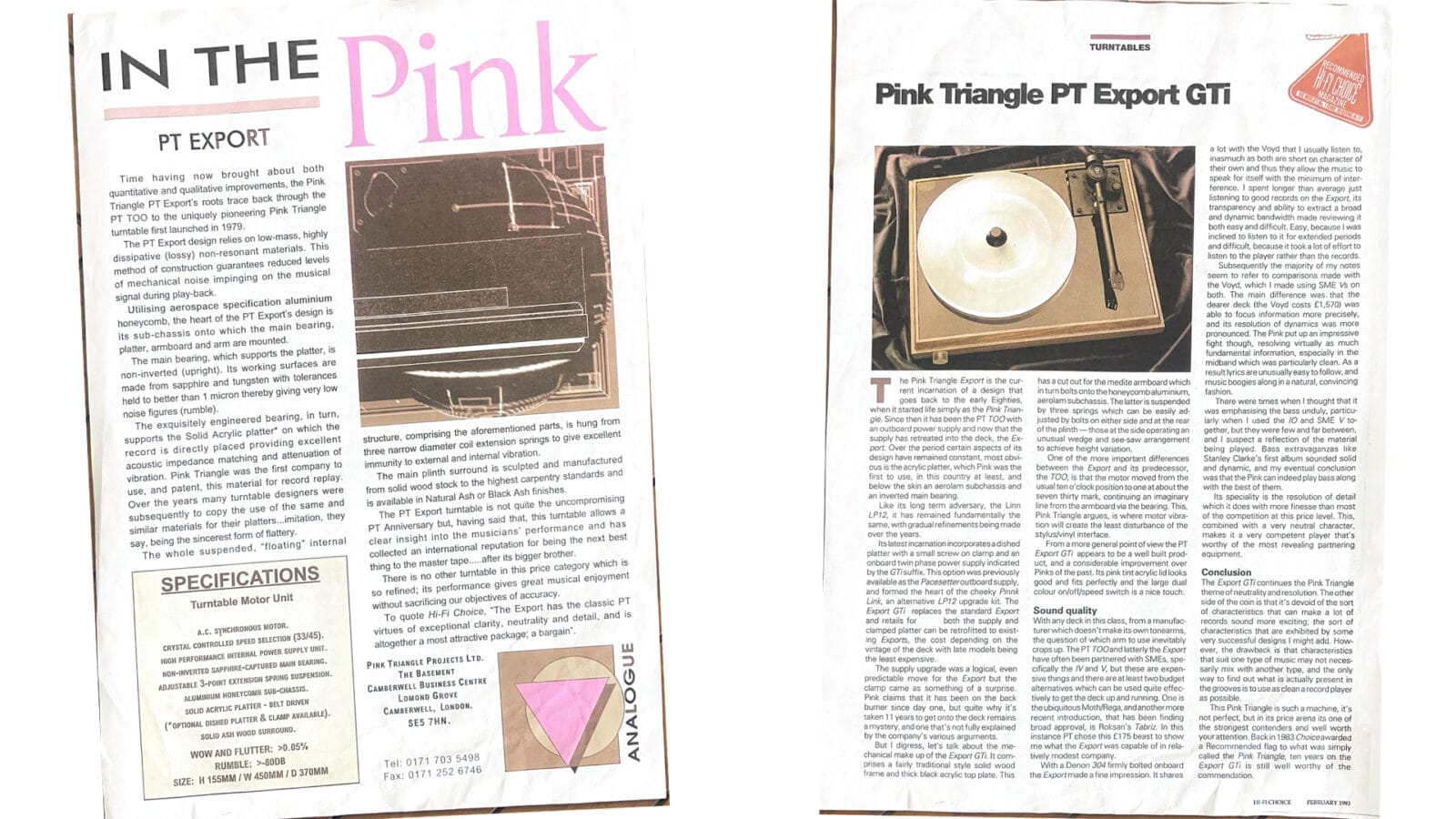 Classic HiFi: Pink Triangle Export GTi turntable - Audiograde